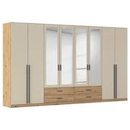Kleiderschrank Rauch "Schrank Garderobe Ankleide GAMMA Breiten 91/136/181/226/271/315/360 cm", eiche artisan, beige (champagner), griffstangen graumetallic, B:360cm H:210cm T:54cm, Holzwerkstoff, Schr&auml;nke, Kleiderschrank, verschiedene Griff-Varianten, mit Spiegel TOPSELLER MADE IN GERMANY, Topseller