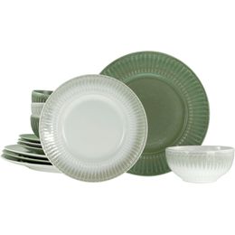 Teller-Set Creatable "Celadon, Teller Set 12-tlg.", bunt, 12, Steinzeug, Geschirr-Sets, Elegantes Stabrelief, Farbverlauf