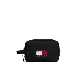 Kulturbeutel Tommy Jeans "TJM ARCHIVE WASHBAG", Damen, Gr. B/H/T: 23cm x 14cm x 7cm, schwarz, Textil, Taschen Kulturbeutel, Unisex Minibag, Kosmetiktasche mit Tommy Jeans Logoaufn&auml;her