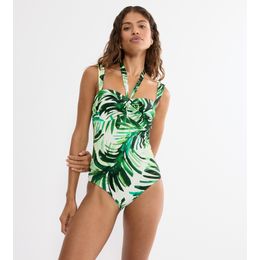 Badeanzug Triumph "Summer Palm OPD", Damen, Gr. 42, Cup D, gr&uuml;n combination, Microfaser, Obermaterial: 55% Polyamid, 45% Elasthan, Badeanz&uuml;ge Badeanzug, weich und formend