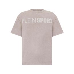 T-Shirt Plein Sport "Washed Round Neck T-Shirt Crackle Scratch", Damen, Gr. L, 06, beige, Stoff: 100% Baumwolle, Shirts T-Shirt