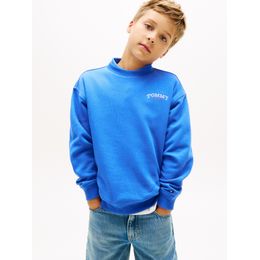 Sweatshirt Tommy Hilfiger "MONOTYPE GRAPHIC SWEATSHIRT", Jungen, Gr. 10 (140), empire blau, Sweatware, Obermaterial: 80% Baumwolle, 20% Polyester, unifarben, regular fit normal, Rundhals, eingesetzt B&uuml;ndchen, Sweatshirts Sweatshirt, Kinder bis 16 Jahre, Druck