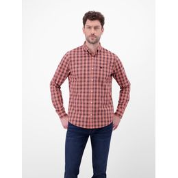 Langarmhemd Lerros, Herren, Gr. L, N-Gr, vivid rot, Web, Obermaterial: 100% Baumwolle, kariert, regular fit h&uuml;ftbedeckend, Rundhals, Hemden, kariert, mit Knopfleiste