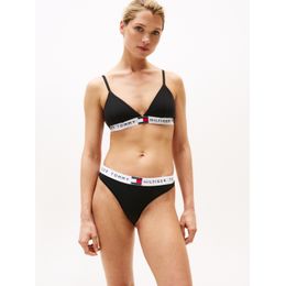 Tanga "CLASSIC THONG", Damen, Gr. XS (34), schwarz, Jersey, Obermaterial: 90% Baumwolle, 10% Elasthan, Tommy Hilfiger Underwear, kontrastfarbene Details, k&ouml;rpernah, Unterhosen Tanga, mit Logobund, Stretch-Baumwolle