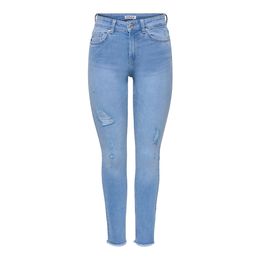 Skinny-fit-Jeans Only "ONLLACE MID WAIST SK ANK RW DES DNM BOX", Damen, Gr. L, L&auml;nge 32, light blau denim, Denim/Jeans, Obermaterial: 83% Baumwolle, 15% Polyester, 2% Elasthan, unifarben, skinny fit kn&ouml;chellang, Jeans, Baumwollmischung, Regular Waist, kn&ouml;chellang