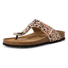 Zehentrenner Tamaris "CORRA", Damen, Gr. 37, beige (beige, leo), Lederimitat, Schuhe Zehentrenner, Sommerschuh, Schlupfschuh mit angenehmen Zehensteg, Topseller