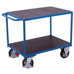 VARIOfit Schwerer Tischwagen 1000 kg mit 2 Ladefl&auml;chen Typ S + EasySTOP - Enzianblau