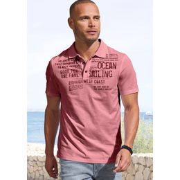Poloshirt John Devin "mit Print", Herren, Gr. XXL (60/62), rot (rosenholz), Slub, Obermaterial: 100% Baumwolle, bedruckt, regular fit, Rundhals, abgesteppte Kante, Shirts, Regular-Fit, aus Slub-Qualit&auml;t, mit Print