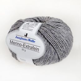 Merino-Extrafein von Junghans-Wolle, Grau meliert, aus Schurwolle
