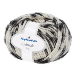 Animals von Junghans-Wolle, Creme/Schwarz, aus Schurwolle