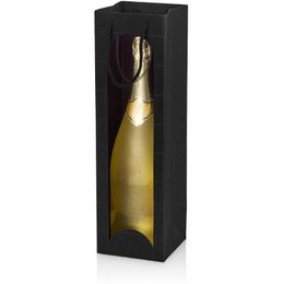 10 x Geschenkt&uuml;te mit Sichtfenster "Schwarz" f&uuml;r 1 Flasche 125 x 125 x 430 mm