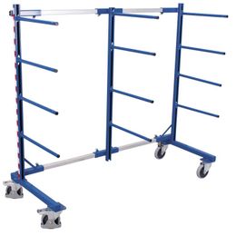 VARIOfit XL-Tragarmwagen einseitig mit 3 Pfosten - Enzianblau