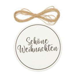 10 x Geschenkanh&auml;nger ''Sch&ouml;ne Weihnachten'' Wei&szlig; 10 cm