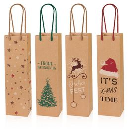 20 x Geschenkt&uuml;ten 4er-Set "Christmas" f&uuml;r 1 Flasche 100 x 85 x 360 mm