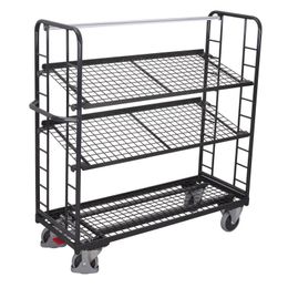 VARIOfit Etagenwagen mit 3 Drahtgitterb&ouml;den pulverbeschichtet 400 kg Traglast Typ L - Anthrazitgrau