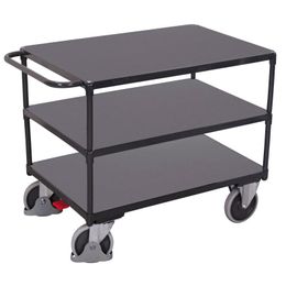 VARIOfit Schwerer Tischwagen 400 kg mit 3 Ladefl&auml;chen Typ S + EasySTOP - Anthrazitgrau