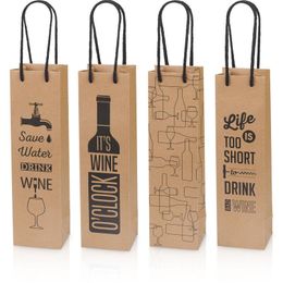20 x Geschenkt&uuml;te 4er Set "Wine" f&uuml;r 1 Flasche 100 x 85 x 360 mm (Natura Kraftpapier)
