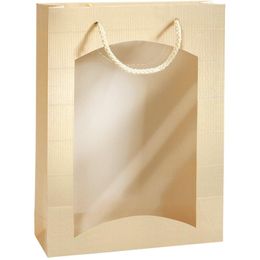 20 x Geschenkt&uuml;te mit Sichtfenster f&uuml;r 3 Flaschen 270 x 85 x 360 mm (Creme Gold)