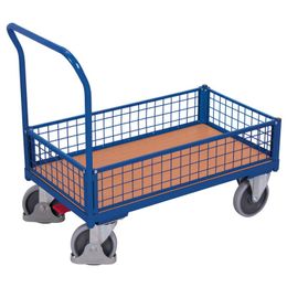 VARIOfit Drahtgitter Kasten-/ B&uuml;gelwagen Typ M + EasySTOP - Enzianblau