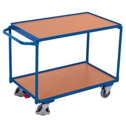 VARIOfit Tischwagen 250 kg mit 2 Ladefl&auml;chen Typ M + EasySTOP - Enzianblau
