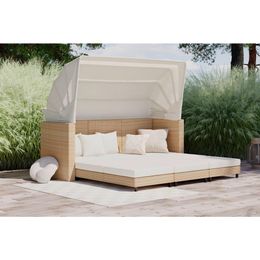 Ambia Garden Loungegarnitur, Creme, Beige, Metall, Kunststoff, Textil, F&uuml;llung: Polyester, 200x68x73-159 cm, Bank klappbar, Loungem&ouml;bel, Gartenlounge-Sets