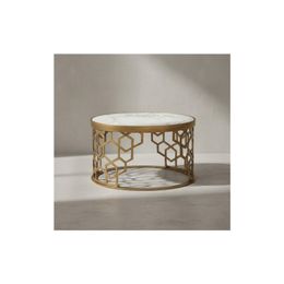 KADIMA DESIGN Couchtisch "Marble", luxuri&ouml;ser Marmor-Metalltisch, 60x60x36 cm, stilvolles Wohnzimmer-Design