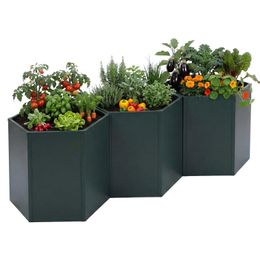 3er-Set Hochbeet MCW-P64, Metallhochbeet Gem&uuml;se-/Pflanzbeet Blumenkasten Pflanzk&uuml;bel Stahl 77x264x100cm ~ gr&uuml;n