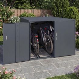 3er-Fahrradgarage MCW-P93, Fahrradunterstand Fahrradbox Bikebox, abschlie&szlig;bar verzinkter Stahl 124x148x208cm ~ anthrazit