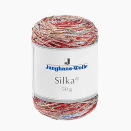 Silka von Junghans-Wolle, Rot/Orange/Bleu, aus Polyacryl