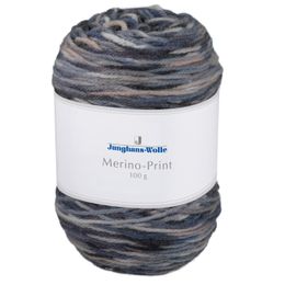 Merino-Print von Junghans-Wolle, Grau/Beige/Creme, aus Schurwolle