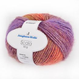 Scala von Junghans-Wolle, Rosa/Gelb/Lila, aus Schurwolle