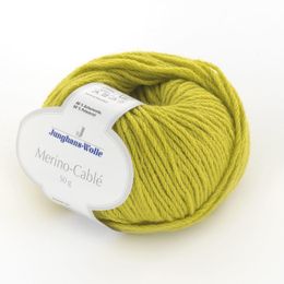 Merino-Cabl&eacute; von Junghans-Wolle, Zitrone, aus Schurwolle
