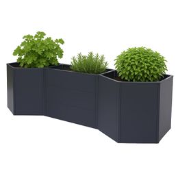 3er-Set Hochbeet MCW-P64, Metallhochbeet Gem&uuml;se-/Pflanzbeet Blumenkasten Pflanzk&uuml;bel Stahl 77x286x88cm ~ anthrazit