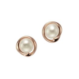 ZEEme Pearls Ohrringe Silber 925 ros&eacute;-vergoldet mit wei&szlig;er Perle 6mm