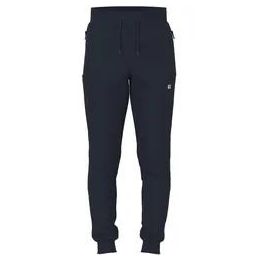 Jogginghose name it "NKMVIMO f&uuml;r Jungen mit B&uuml;ndchen und Stretchkomfort", M&auml;dchen, Gr. 140, N-Gr, blau (schwarz sapphire), Sweatware, Obermaterial: 60% Baumwolle, 40% Polyester, unifarben, regular fit kn&ouml;chellang, Hosen Jogginghose, unifarben, casual, regular fit, Baumwollmischung, Rundhals