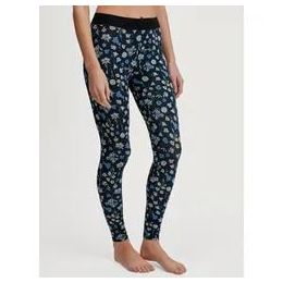 Leggings Calida "Elastic Trend", Damen, Gr. M (44/46), N-Gr, schwarz (schwarz print), Single Jersey, Obermaterial: 94% Baumwolle, 6% Elasthan, eng lang, Hosen Leggings, floraler Print, Baumwollmix, weicher elastischer Bund, bequem