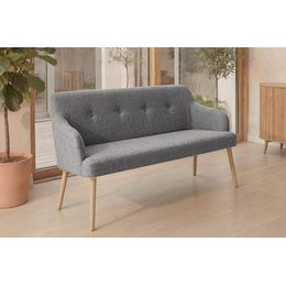 Riess Ambiente Nordische Sitzbank SCANDINAVIA MEISTERST&Uuml;CK 115cm grau natur Massivholz mit Armlehne Riess-Ambiente
