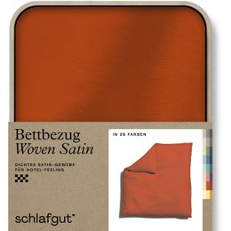 Bettbezug Schlafgut "Woven Satin", rot (rot mid), B:200cm L:200cm, Mako-Satin, Obermaterial: 100% Baumwolle, Bettbez&uuml;ge, besonders dicht gewebt, Mix & Match: passender Kissenbezug erh&auml;ltlich