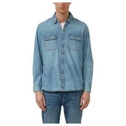 Jeanshemd s.Oliver, Herren, Gr. M, N-Gr, blau, Denim/Jeans, Obermaterial: 100% Baumwolle, unifarben, regular fit h&uuml;ftbedeckend, Manschette, Hemden Jeanshemd, mit Brusttaschen und aus reiner Baumwolle