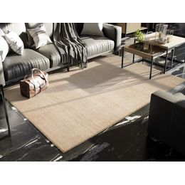 Wollteppich OCI DIE TEPPICHMARKE "ESEMPIO UNI MELANGE", beige (natur), B:200cm H:18mm L:300cm, Schurwolle, Teppiche, reine Wolle, handgekn&uuml;pft, hochwertig verarbeitet