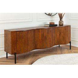 Riess Ambiente Massives Sideboard GRANDEUR 180cm braun Mangoholz schwarz Metall Riess-Ambiente Natur Retro Vintage