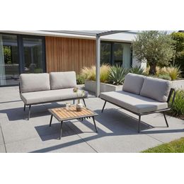 Riess Ambiente Outdoor Lounge Sitzgruppe MOBILE MODULAR anthrazit hellgrau mit Tisch wetterfest Riess-Ambiente Industrie & Loft Modern Natur Skandinavisch