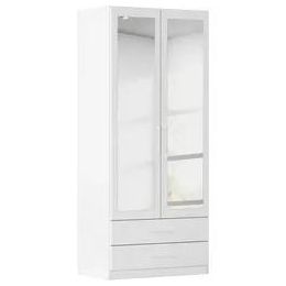 Kleiderschrank Rauch "Schrank Garderobe Ankleide GAMMA Breiten 91/136/181/226/271/315/360 cm", alpinwei&szlig;, griffe wei&szlig;, B:91cm H:210cm T:54cm, Holzwerkstoff, Schr&auml;nke, Kleiderschrank, verschiedene Griff-Varianten, mit Spiegel TOPSELLER MADE IN GERMANY, Topseller