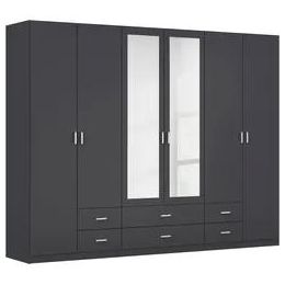 Kleiderschrank Rauch "Schrank Garderobe Ankleide GAMMA Breiten 91/136/181/226/271/315/360 cm", graumetallic, griffe alu, B:271cm H:210cm T:54cm, Holzwerkstoff, Schr&auml;nke, Kleiderschrank, verschiedene Griff-Varianten, mit Spiegel TOPSELLER MADE IN GERMANY, Topseller