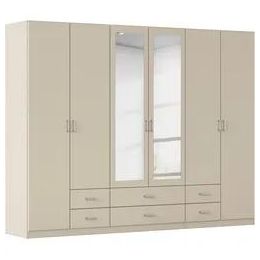 Kleiderschrank Rauch "Schrank Garderobe Ankleide GAMMA Breiten 91/136/181/226/271/315/360 cm", beige (champagner), griffe alu, B:271cm H:210cm T:54cm, Holzwerkstoff, Schr&auml;nke, Kleiderschrank, verschiedene Griff-Varianten, mit Spiegel TOPSELLER MADE IN GERMANY, Topseller