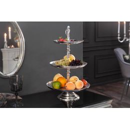 Riess Ambiente Elegante Etagere ORIENT 50cm silber im Rice Hammerschlag Design mit drei Etagen Riess-Ambiente Barock Glamour Orientalisch