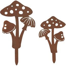 Gartenstecker Maximex "Pilz", terracotta, B:20cm L:35cm, Metall, Gartenstecker, Gartendekoration, wetterbest&auml;ndig, Edelrost-Effekt mit feiner Patina