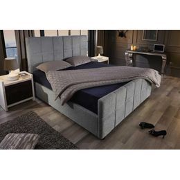 Riess Ambiente Modernes Boxbett PRESTIGE 180x200cm grau Boucl&eacute; mit Stauraum und Lattenrost Riess-Ambiente