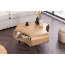 Riess Ambiente Couchtisch ORGANIC LIVING 70cm natur cream finish Mangoholz mit Hairpin Legs Riess-Ambiente Sofatisch Wohnzimmertisch organisch