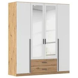 Kleiderschrank Rauch "Schrank Garderobe Ankleide GAMMA Breiten 91/136/181/226/271/315/360 cm", eiche artisan, alpinwei&szlig;, griffstangen graumetallic, B:181cm H:210cm T:54cm, Holzwerkstoff, Schr&auml;nke, Kleiderschrank, verschiedene Griff-Varianten, mit Spiegel TOPSELLER MADE IN GERMANY, Topseller